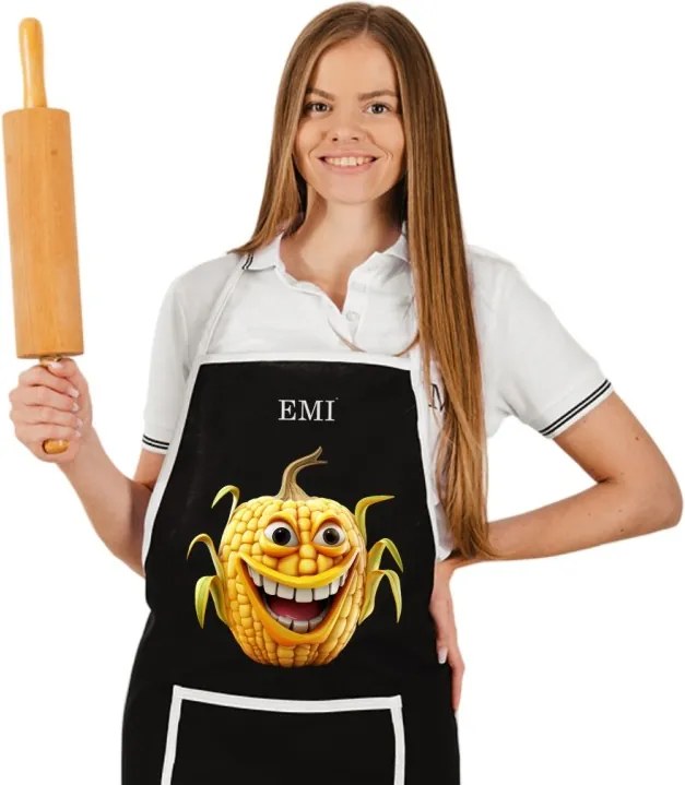 Kuchyňská zástěra Corny EMI, černá