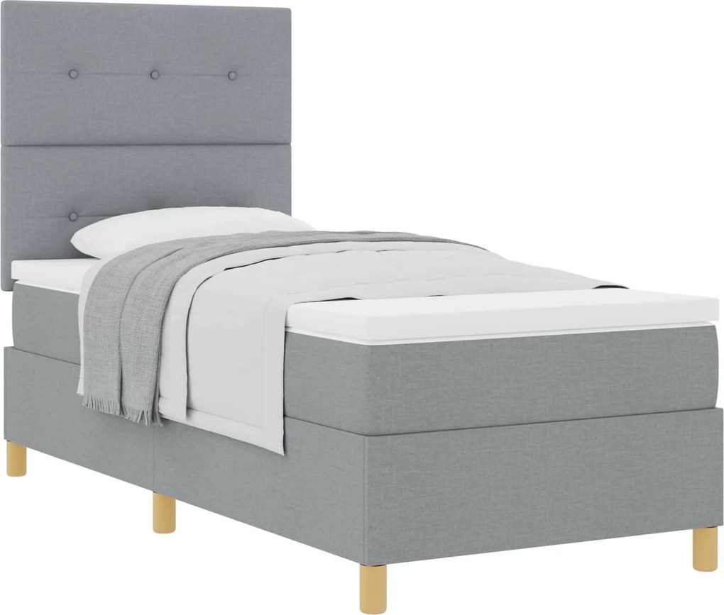 Postel s boxspringem s čelo Světle šedá 80 x 200 cm textil 3339574