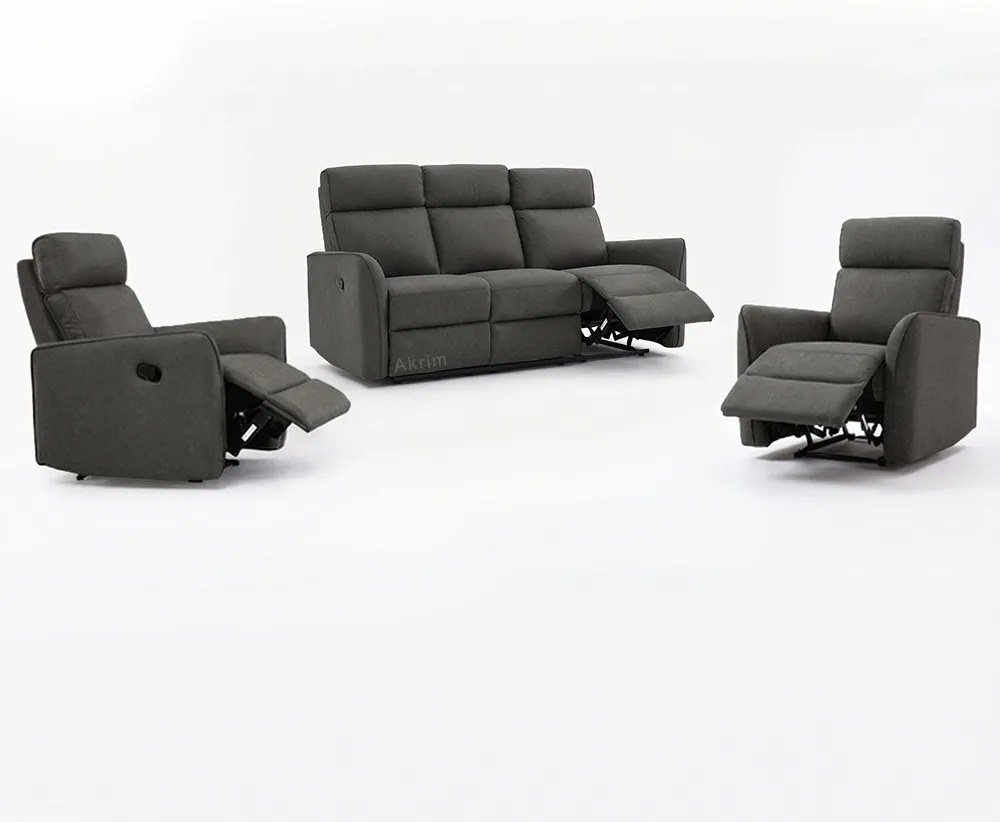 Sedací sestava BRAVEN 3+1+1 s FUNKCÍ RELAX | tmavě šedá látka | EXTRA POHODLNÉ