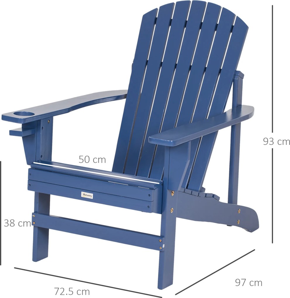 Zahradní židle Andirondack Zahradní židle s polohovatelným opěradlem, 72Š x 94D x 93V cm, modrá barva
