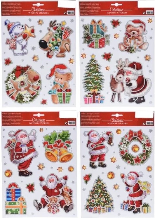 Sada vánočních nálepek se Santa Clausem 21 × 30 cm