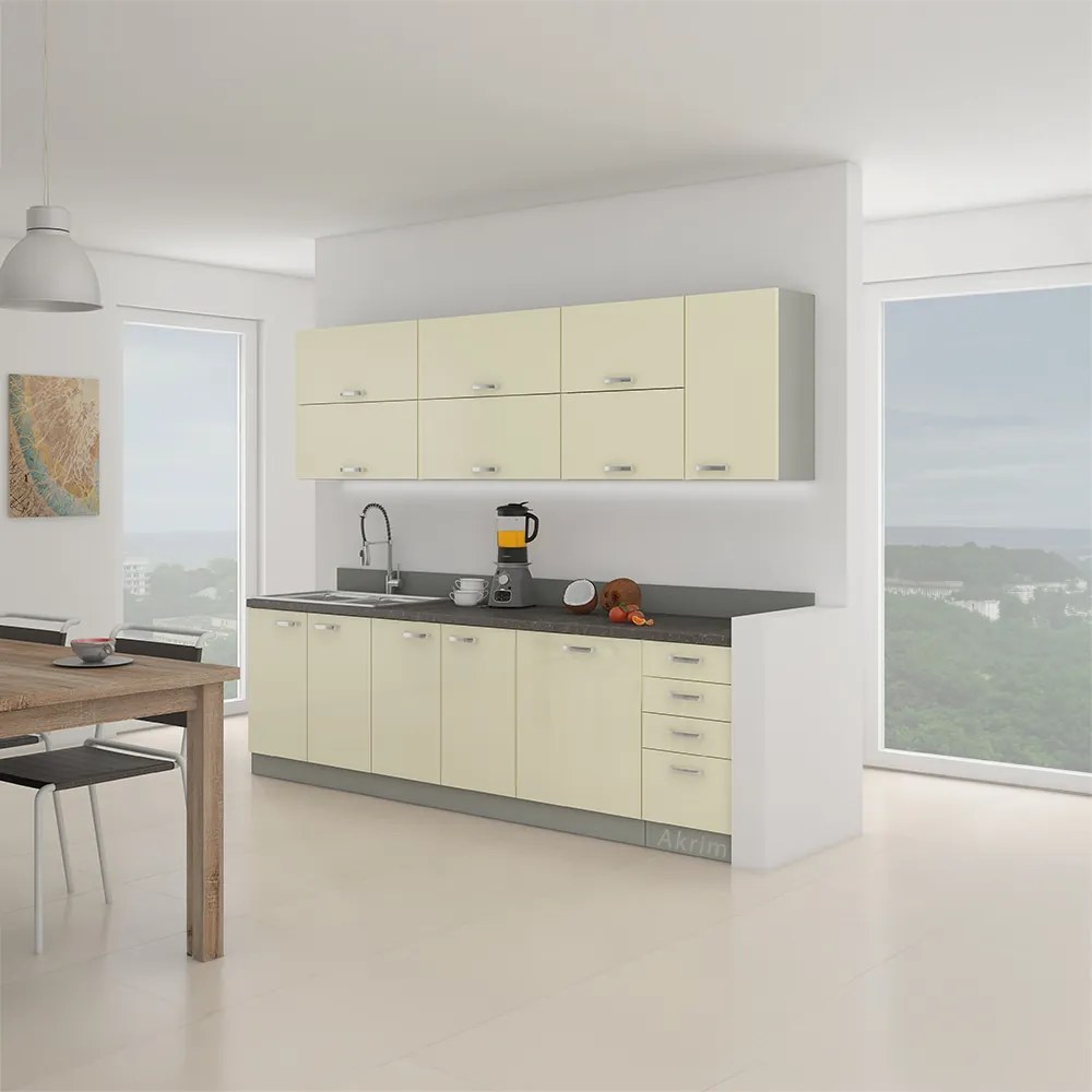 KARMEN | horní skříňka 80 GU-72 2F výklopná | 80 cm | světle šedá/krémová lesk
