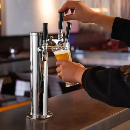 Trojitý výčepní stojan na výčepní pivo, Nerezová sudová pivní věž