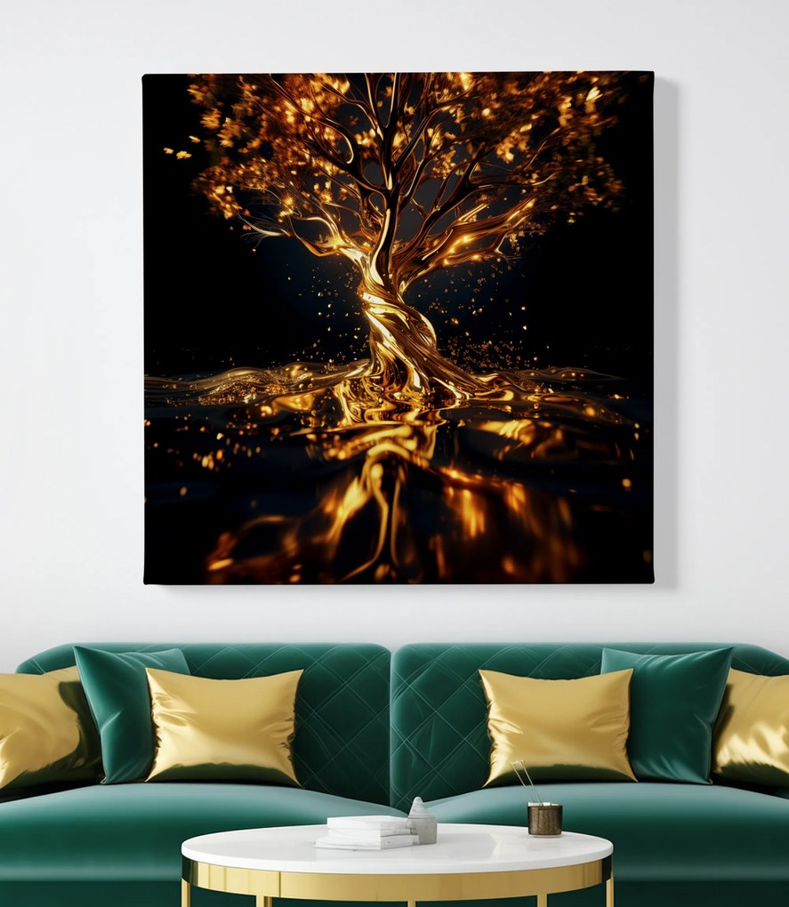 Obraz na plátně - Strom života Zlatá žíla FeelHappy.cz Velikost obrazu: 100 x 100 cm