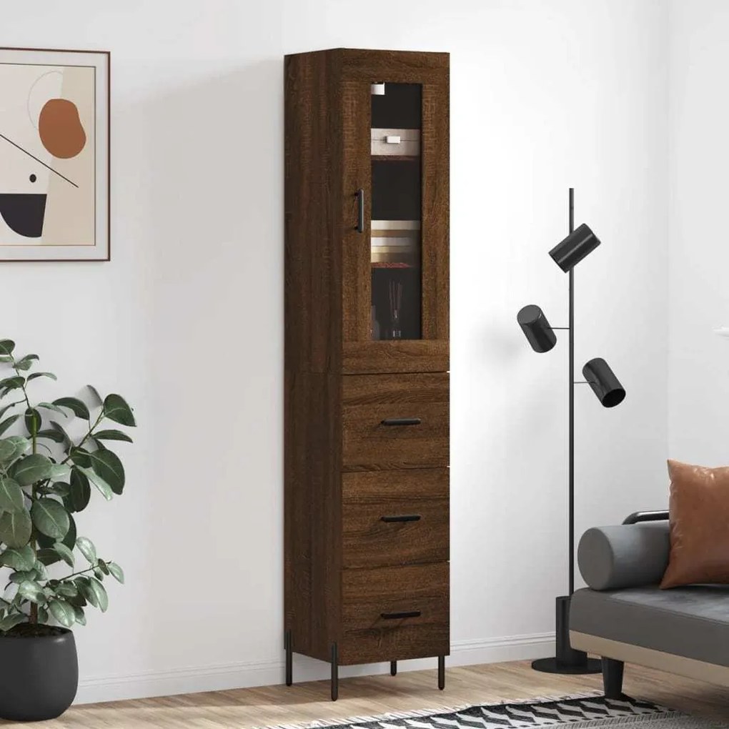 vidaXL Skříň highboard 34,5 x 34 x 180 cm kompozitní dřevo [3199245] Barva: Černá