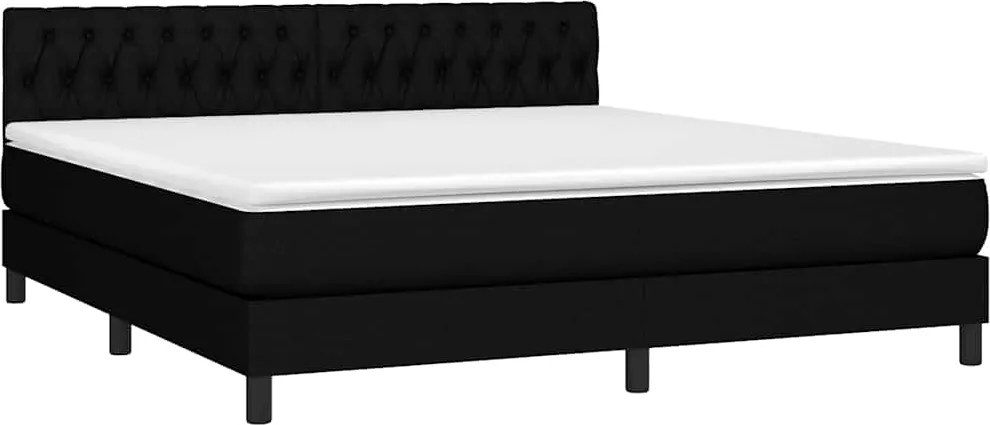 Box spring postel s matrací a LED černá 180x200 cm textil 3133415
