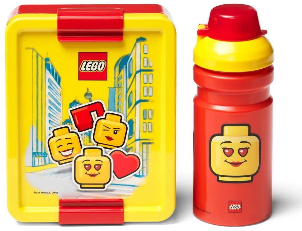 Set žluto-červeného svačinového boxu a lahve na pití LEGO® Iconic