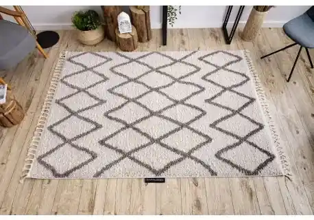 koberec BERBER BENI krémový střapce, Maroko, Shaggy velikost 160x220 cm |  krásné koberce cz | BIANO