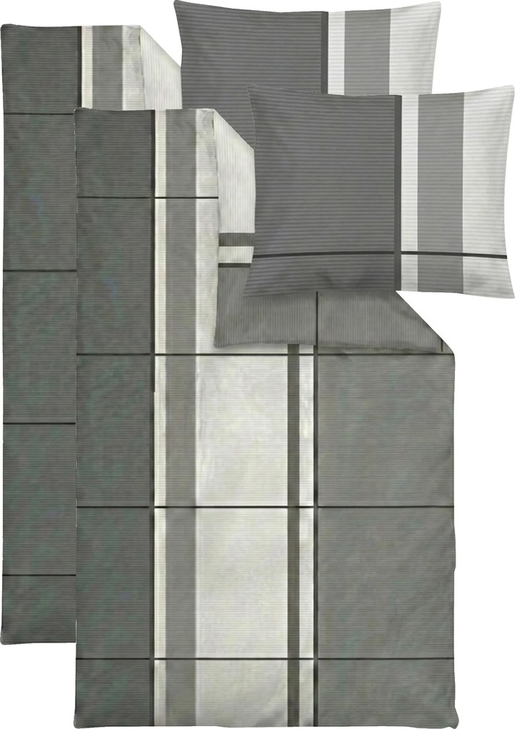 Looks BY Wolfgang Joop Sada saténového ložního povlečení, 140 x 200 cm, 70 x 90 cm, 2dílná, šedá