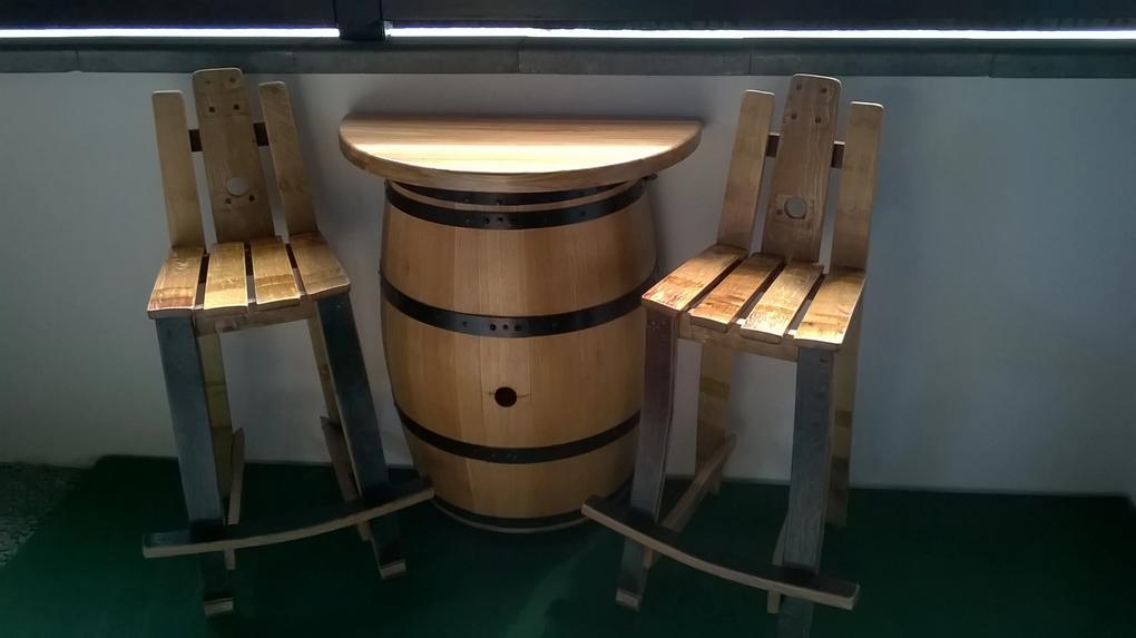 Nábytek ze sudu Stůl ze sudu nástěnný dřevo: dub Deska stolu: smrková