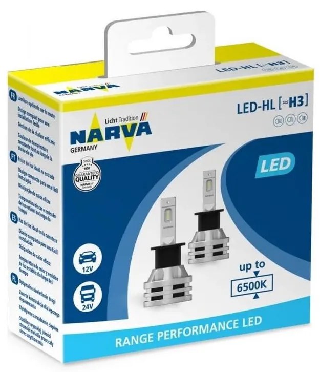 SADA 2x LED Autožárovka H3 PK22s/19W/12V 6500K - Narva 18058RPNVAX2