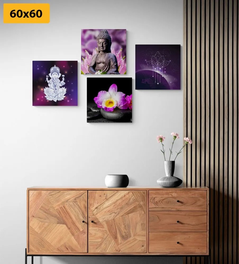 Set obrazů Feng Shui ve fialovém provedení Varianta: 4x 40x40