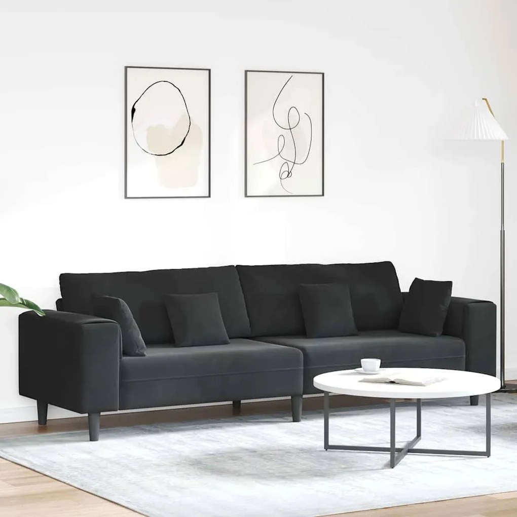 Pohovka Černá 250 x 77 x 76 cm samet 3335158