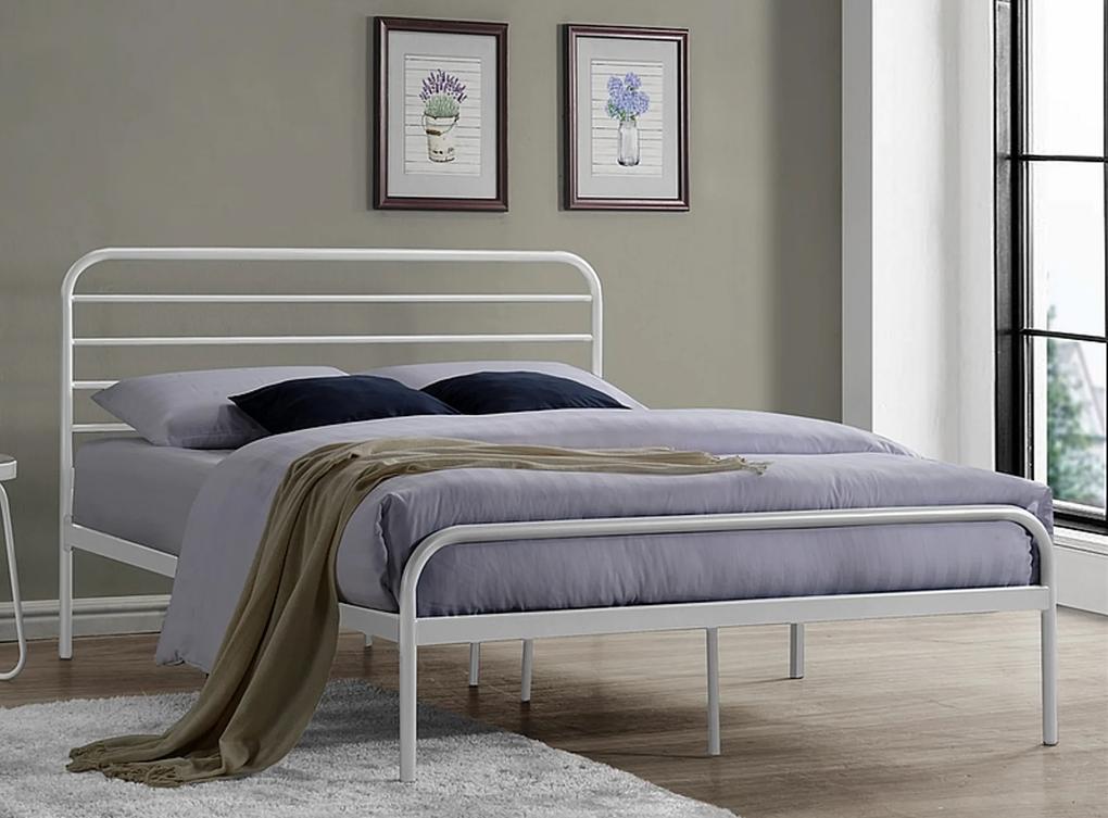 Bílá kovová postel BOLONIA 140 x 200 cm