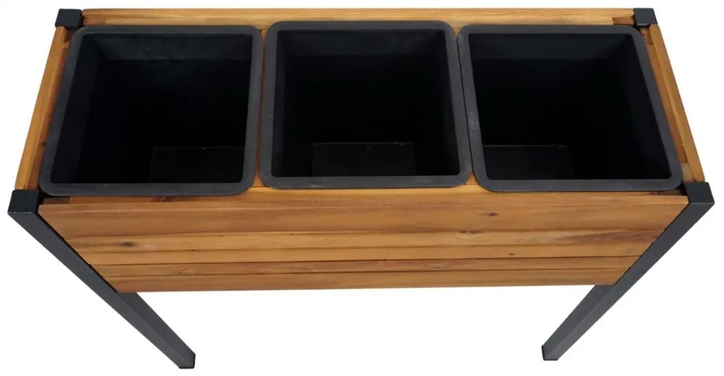 Květináč HWC-L22, 75x81x30cm, hliník, akáciové dřevo - hnědá