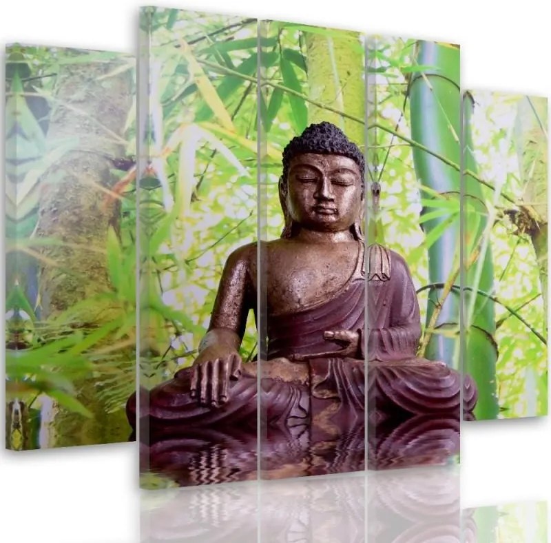 CARO Obraz na plátně - Buddha With Bamboo Background 150x100 cm