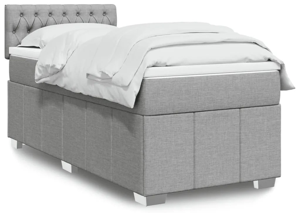 Box spring postel s matrací světle šedý 100 x 200 cm textil 3286986