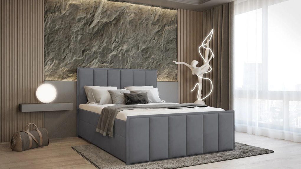 SFAB Kontinentální čalouněná postel VERONA (140x200 cm) Látka Velutto: Modrá (Velutto 11)
