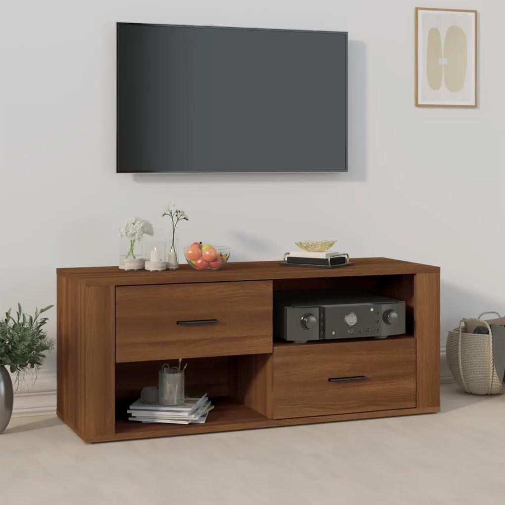 TV skříňka hnědý dub 100 x 35 x 40 cm kompozitní dřevo - Default Title