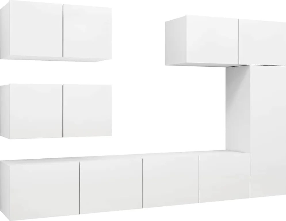 6dílný set TV skříněk bílý kompozitní dřevo 3078715