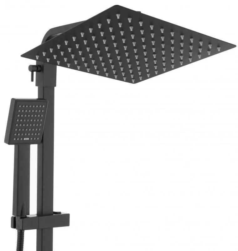 Erga Goba, sprchová souprava s termostatickou baterií a dešťovou hlavicí 25x25cm, černá matná, ERG-YKA-BP.GOBA-THERM-25-BLK
