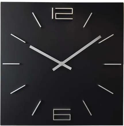 Černé designové kovové hranaté moderní hodiny JVD HC30.2 s 3D číslicemi