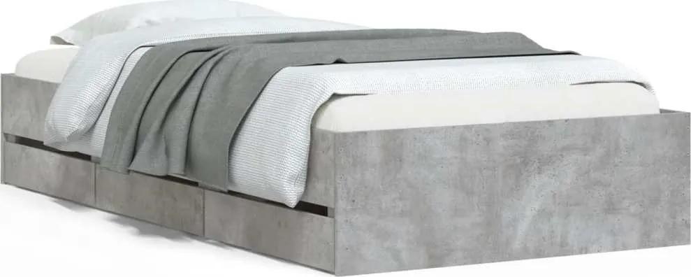 vidaXL Rám postele se zásuvkami 100 x 200 cm kompozitní dřevo [3207290] Barva: šedá sonoma