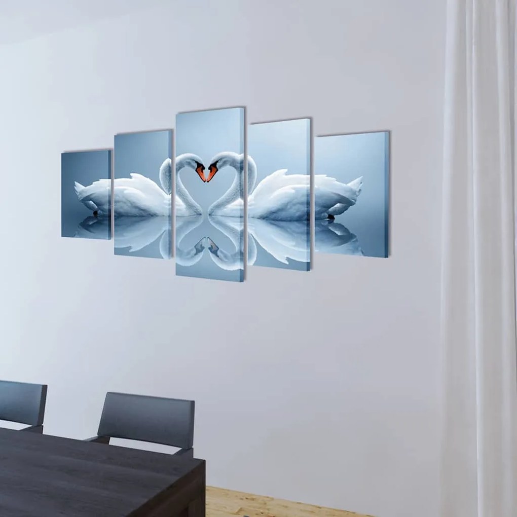 Sada obrazů, tisk na plátně, labuť, 200 x 100 cm 241569