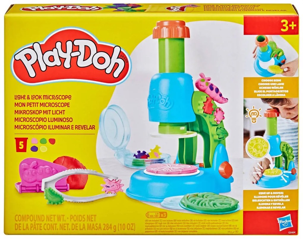 HASBRO PLAY-DOH Mikroskop set modelína s nástroji na baterie Světlo 14g0494