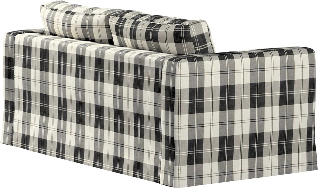 Potah na pohovku IKEA Karlstad 2-místná , nerozkládací, dlouhý barva černá látka pletený vzor, vzorované