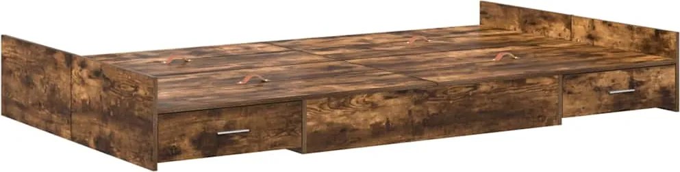 Rám postele s úložným prostorem s čelo Kouřový dub 120 x 200 cm 3335305