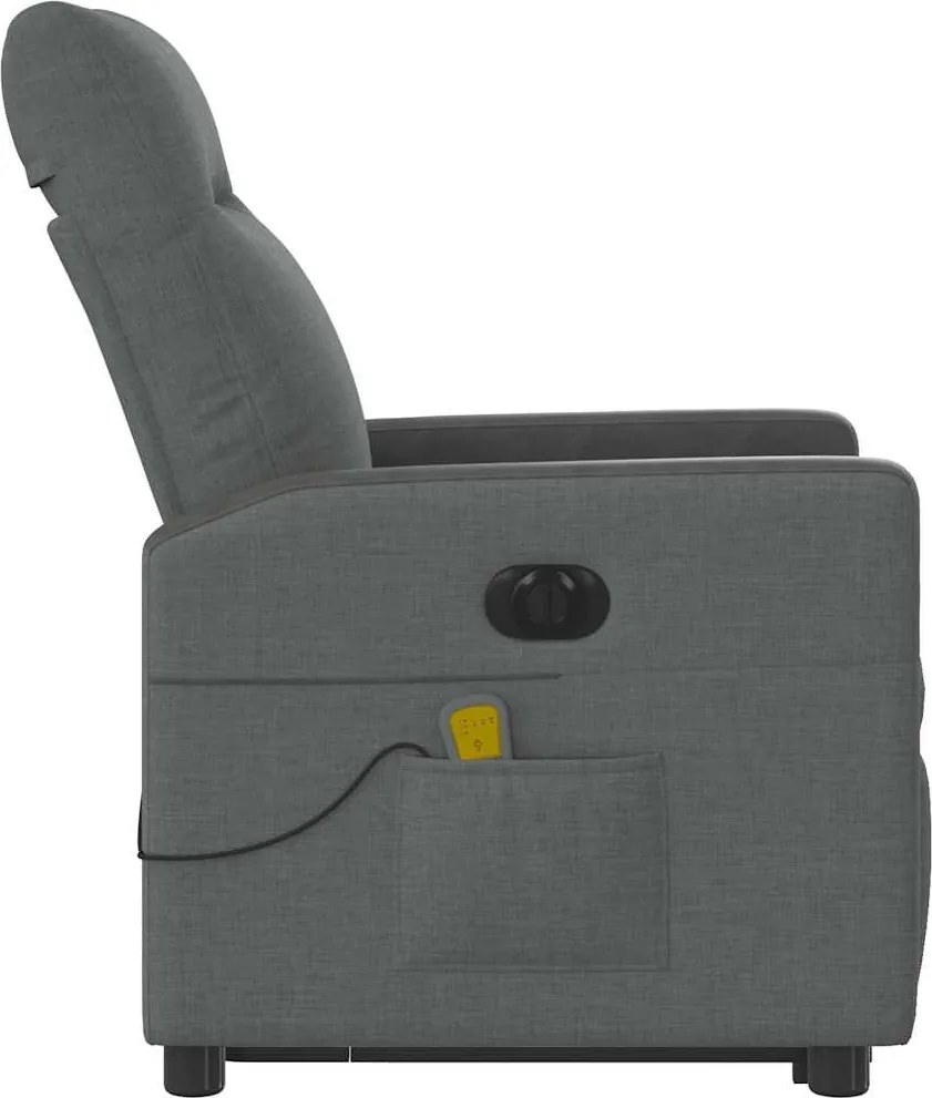 Elektrické zvedací masážní polohovací křeslo tmavě šedé textil 3324074