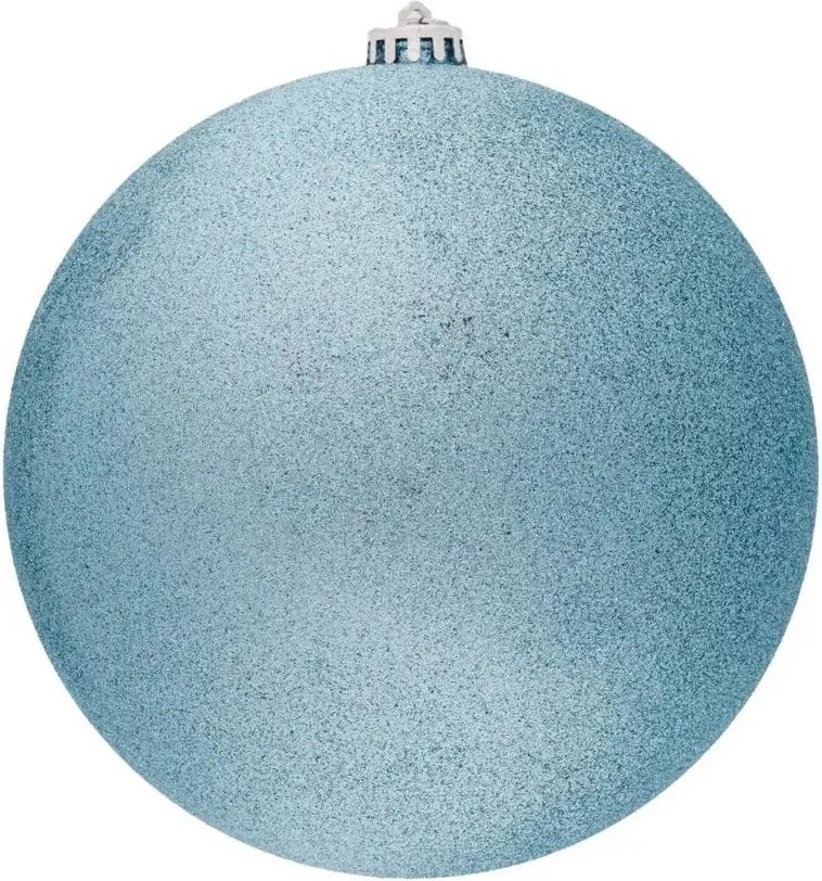 Velká vánoční ozdoba 20 cm plastová koule světle modrá glitter