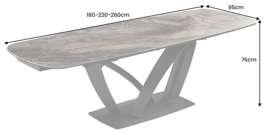 Massive home | Rozkládací keramický jídelní stůl Magma 180-220-260cm taupe mramor