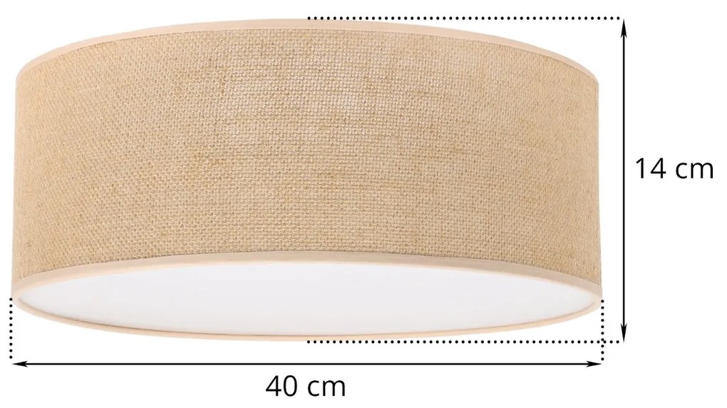 Stropní svítidlo Juta, 1x jutové stínítko, (bílé plexisklo), (fi 40cm)