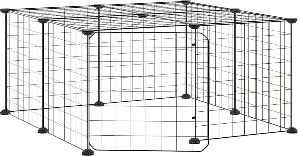12panelová ohrádka pro zvířata s dvířky černá 70 x 70 x 35 cm ocel 3114051