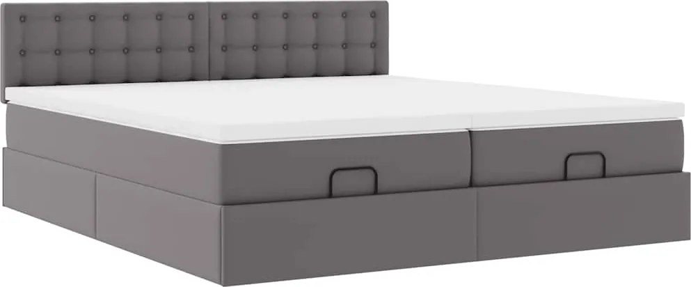 Osmanský rám postele s matrací šedá 160x200cm umělá kůže 3311954