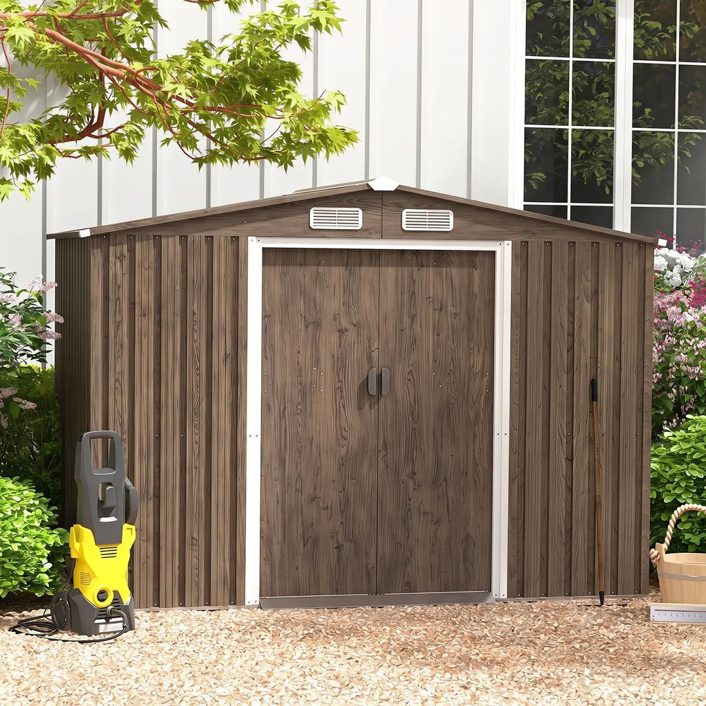 Costway Kůlna na nářadí kovová kůlna na nářadí uzamykatelná – 259 × 196 × 184 cm