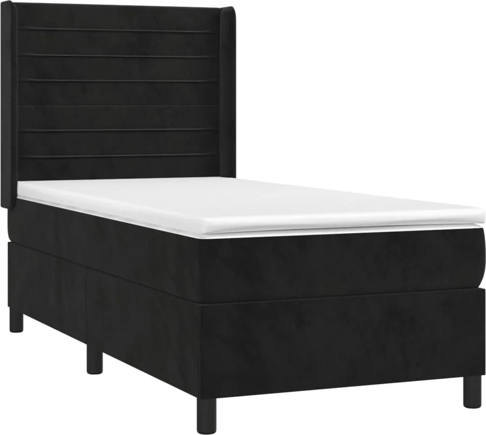 Box spring postel s matrací černá 90x200 cm samet 3132719