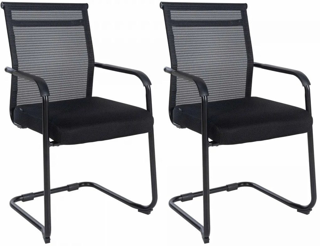 Set 2 křesel pro návštěvníky Denní černý rám - černá