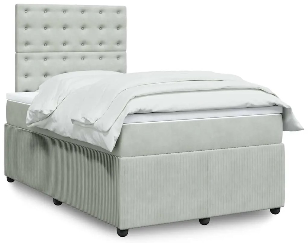 Box spring postel s matrací světle šedá 120x190 cm samet 3294598