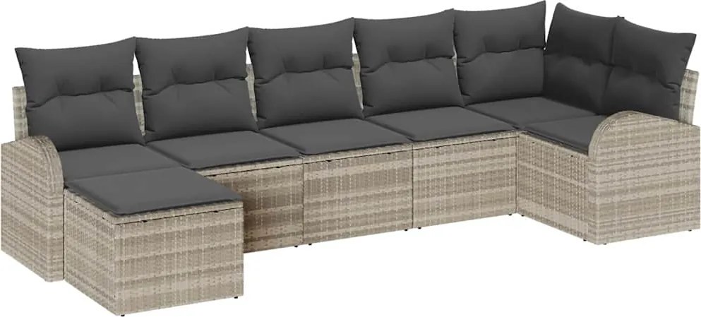Set pohovek 7 ks Světle šedá polyratan 3354801