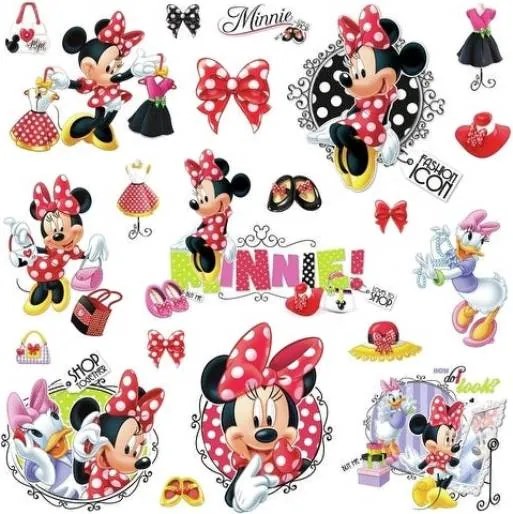 RoomMates Samolepka na zeď Minnie Mouse Fashion - 4 archy 25x46 cm