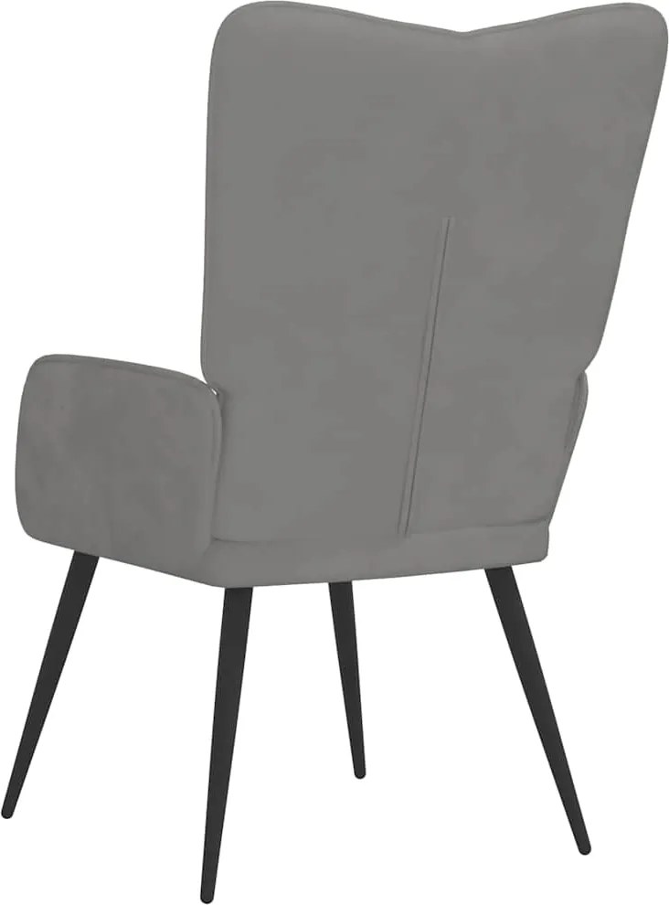 Relaxační křeslo světle šedé samet 327677