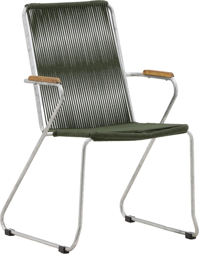 Zahradní jídelní židle Bois – zelená / stříbrná – 60 cm