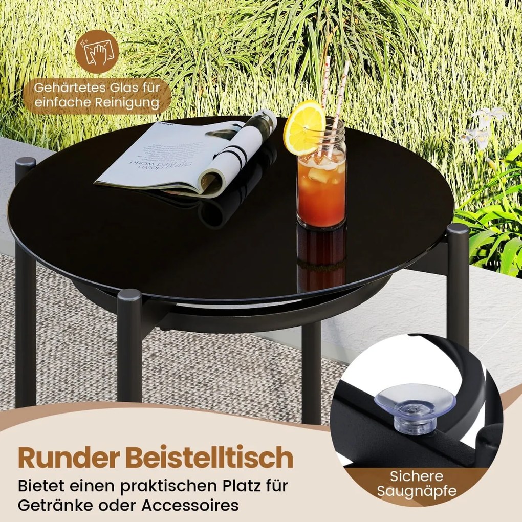 Costway 3-dílný PE ratanový venkovní bistro set terasový konverzační set
