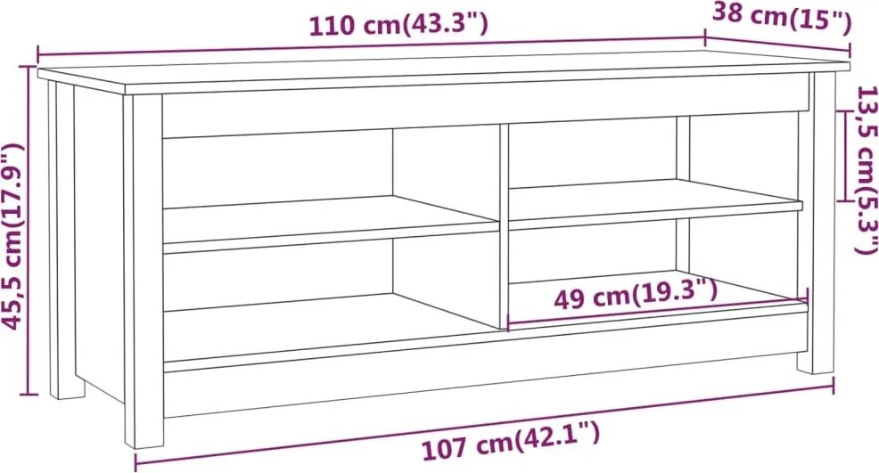 vidaXL Lavice s botníkem 110 x 38 x 45,5 cm masivní borovice [813775] Barva: medová hnědá