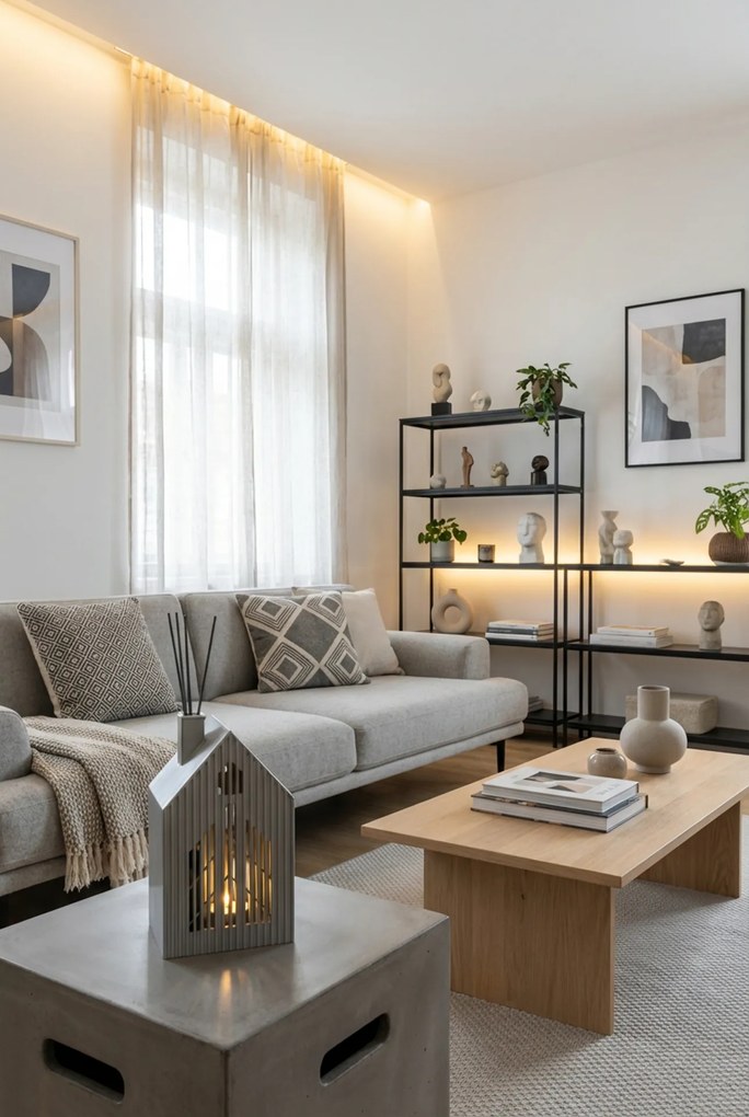 DOMEČEK CASETTA - Aroma difuzér a LED svíčka , šedá