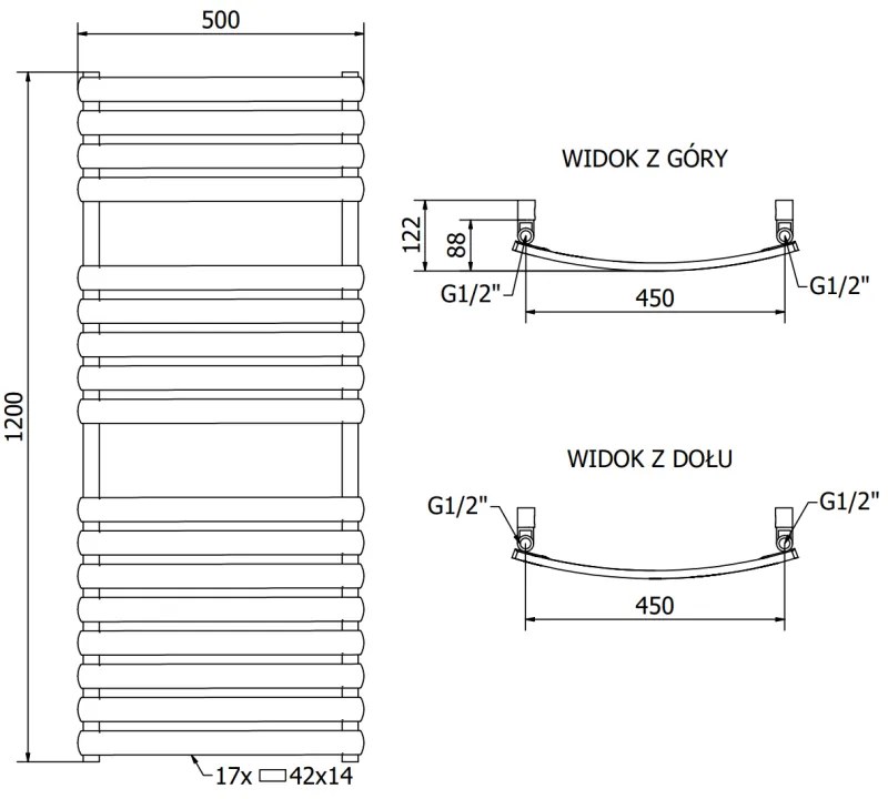 Mexen Bachus topné těleso 1200 x 500 mm, 619 W, bílá, W109-1200-500-00-20