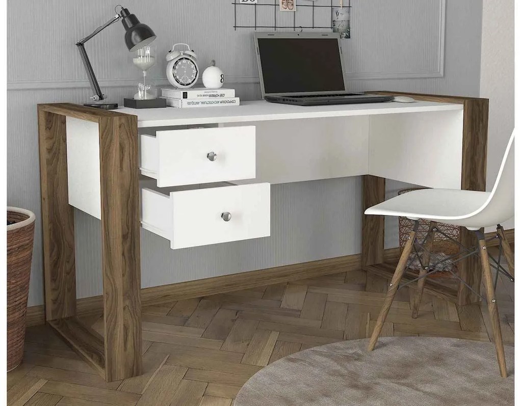 Designový psací stůl Valarae 158,4 cm ořech bílý